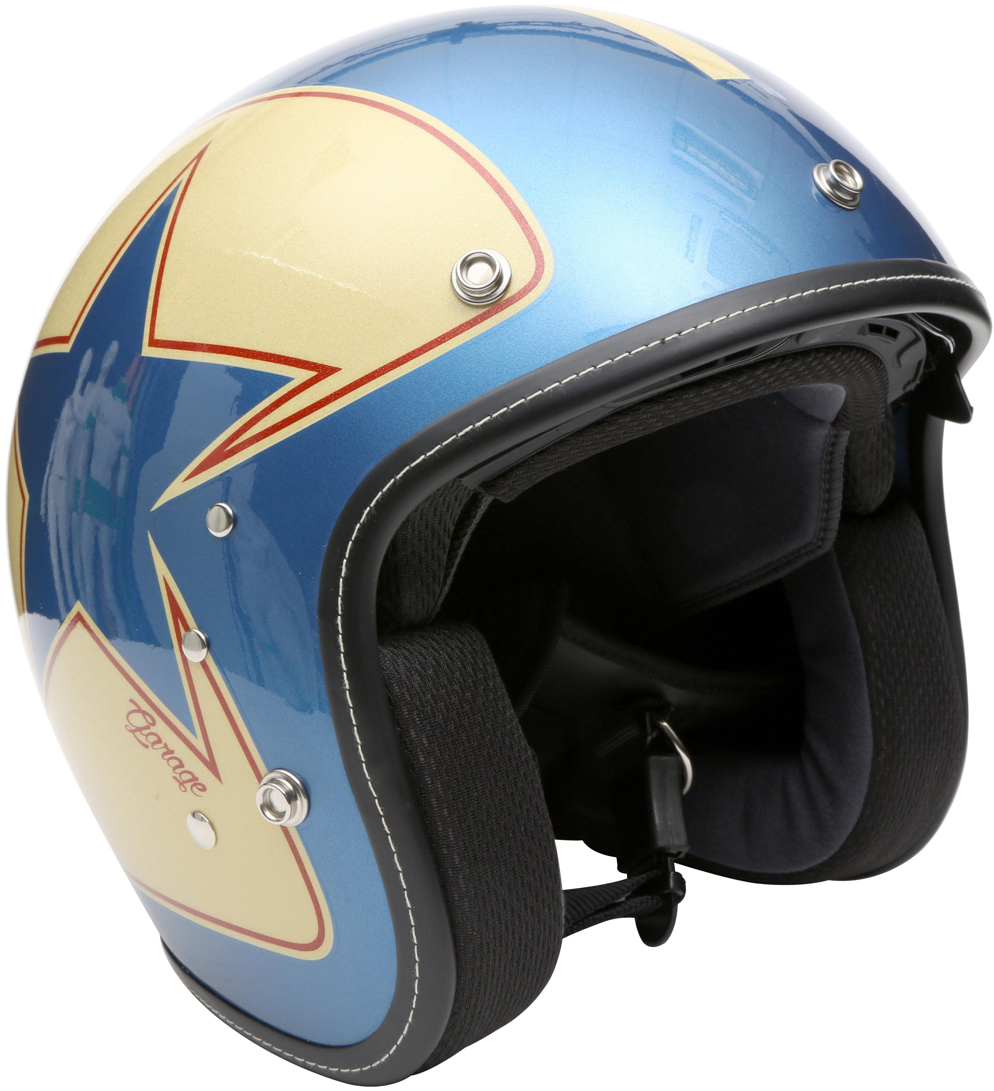 Duchinni Open Face Motorcycle Helmet - Gloss Blue/Red, Large | Halfords IE