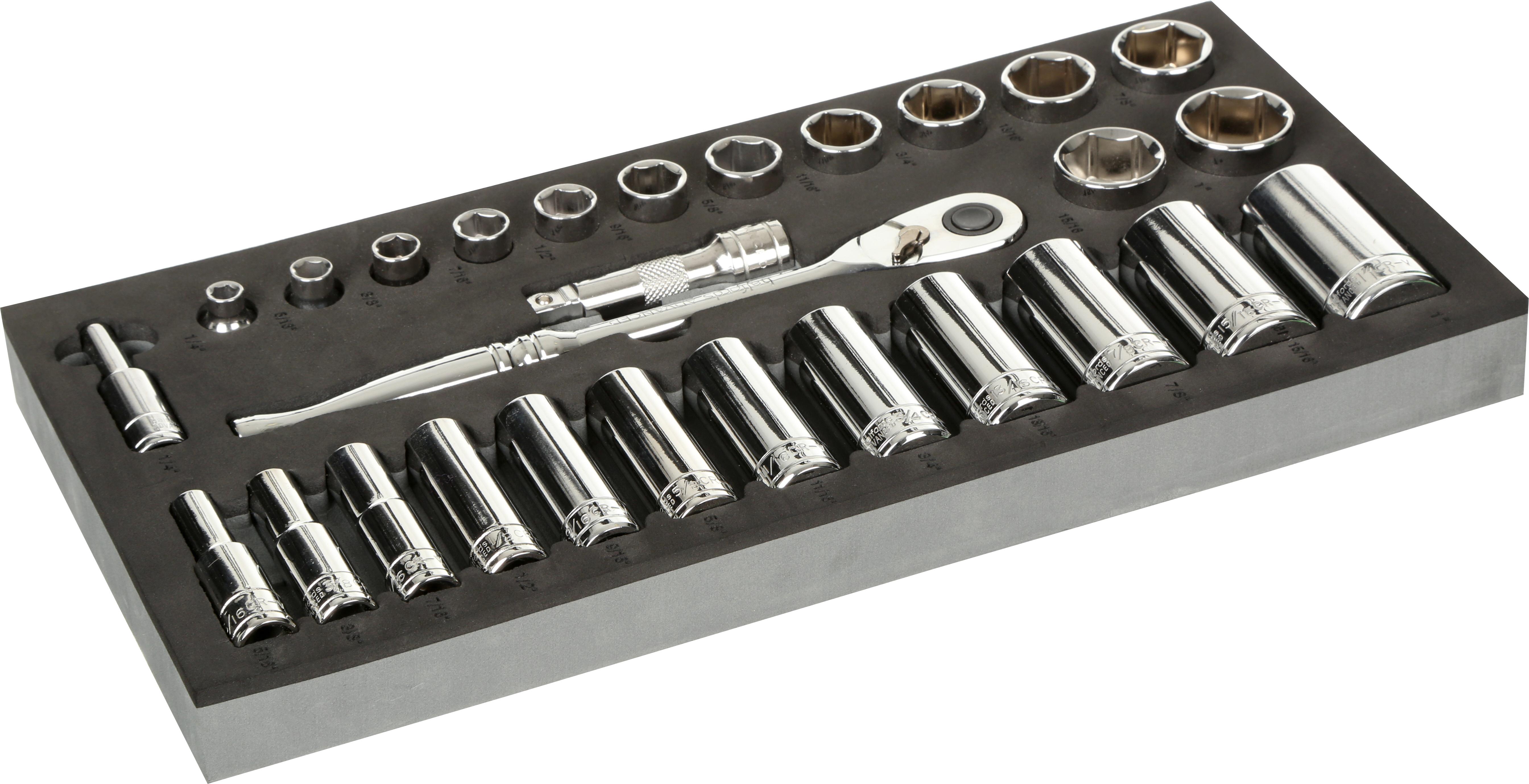 Halfords Advanced 28 Piece 3/8" A/F Socket Set Modular Tray | Halfords IE