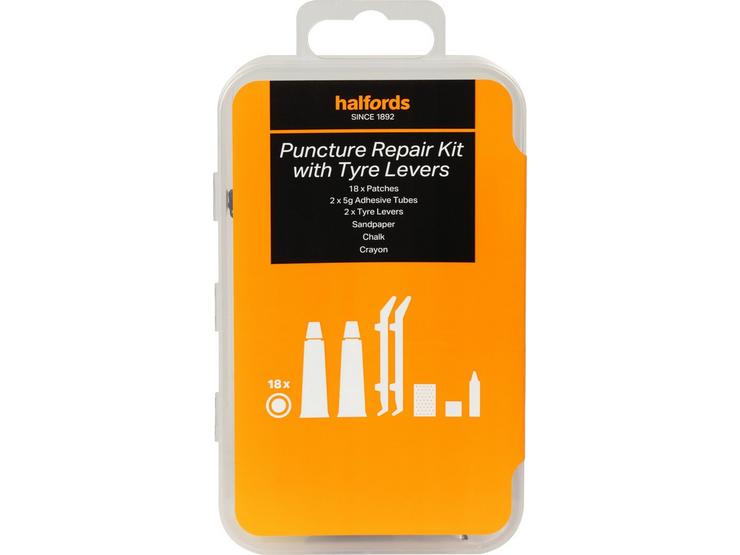 Halfords Essentials Puncture Repair Kit with Tyre Levers - Large ... Halfords Essentials Puncture Repair Kit with Tyre Levers - Large ...