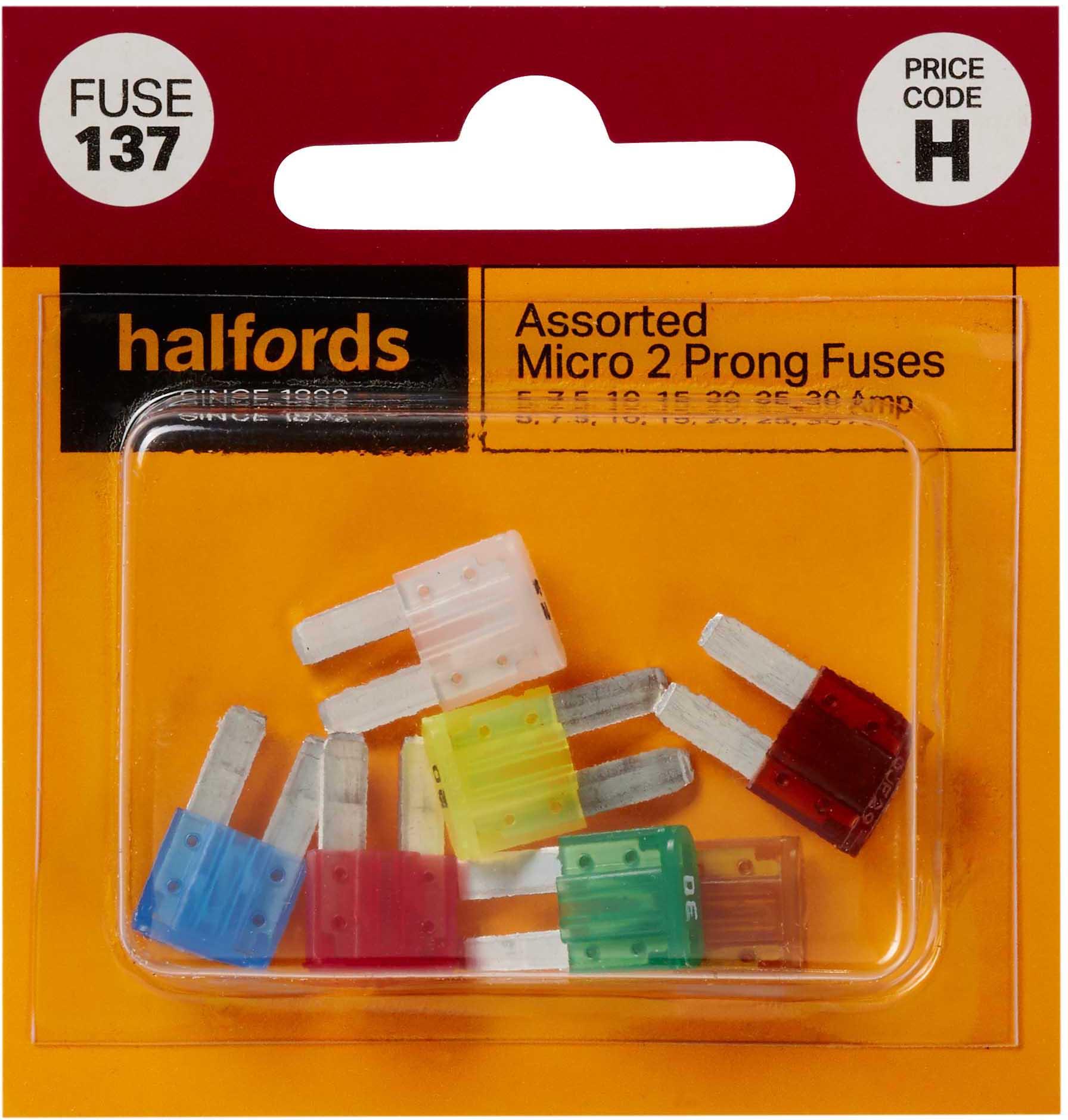 Halfords 2 Micro Prong Fuses 5>30Amp (FUSE137) | Halfords IE